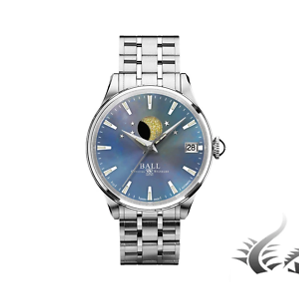 Ball Trainmaster Moon Phase Ladies Automatic Watch, Blue, NL3082D-SJ-BE ...