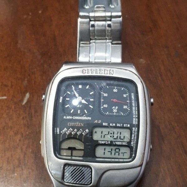 Citizen Analog - Digital UHR Temp Vintage Alarm Chronograph Silber 8982 ...