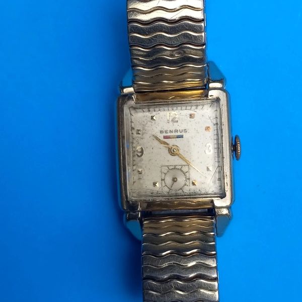 Benrus Men's Watch Square Tank Style Runs 1940s 10K GF Mechanical Wind ...