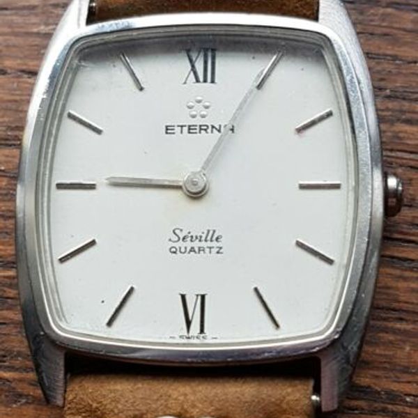 Vintage Eterna Seville Quartz All SS Mens Watch Working | WatchCharts ...