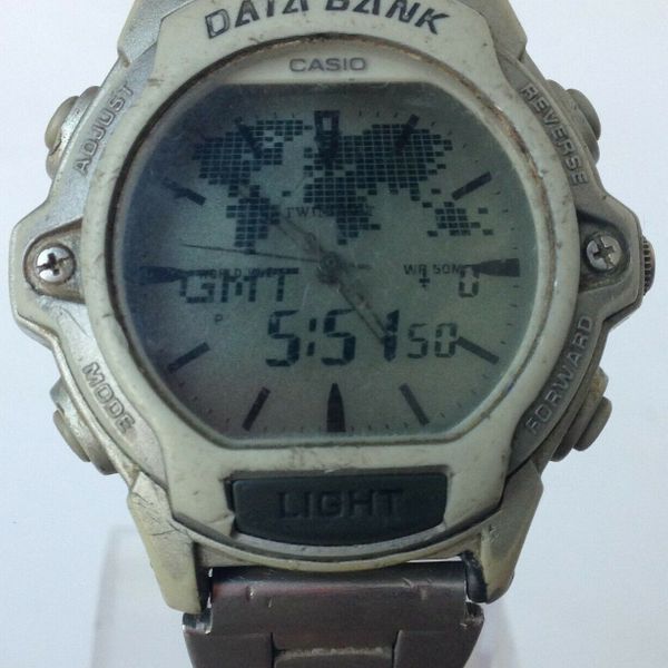VINTAGE CASIO 2358 ABX-23 DATA BANK DIGITAL WORLDTIME KOREAN WATCH (L ...