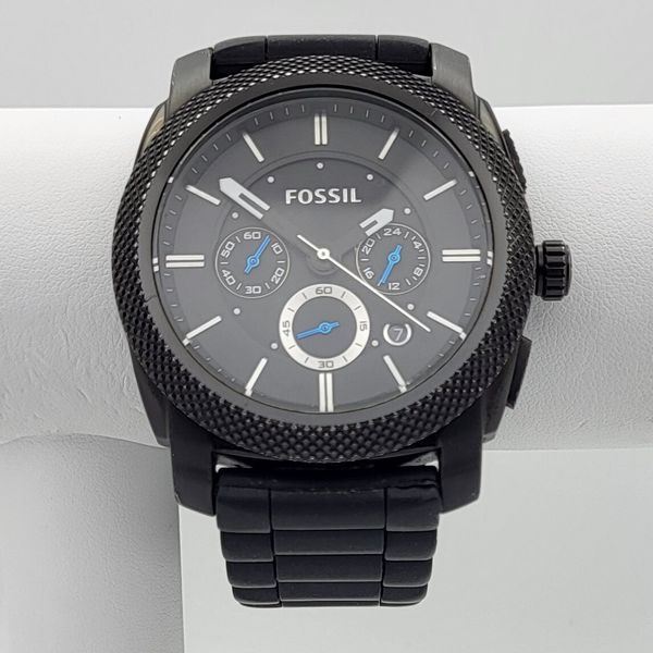 Fossil FS4487IE Men's Machine Chronograph Black Silicone Band Watch ...