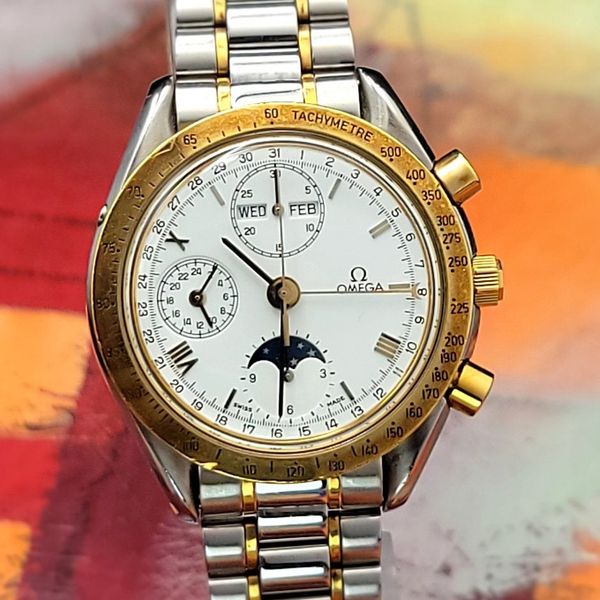 FSOT: Omega Speedmaster Triple Date Moonphase Chronograph 18k Gold ...