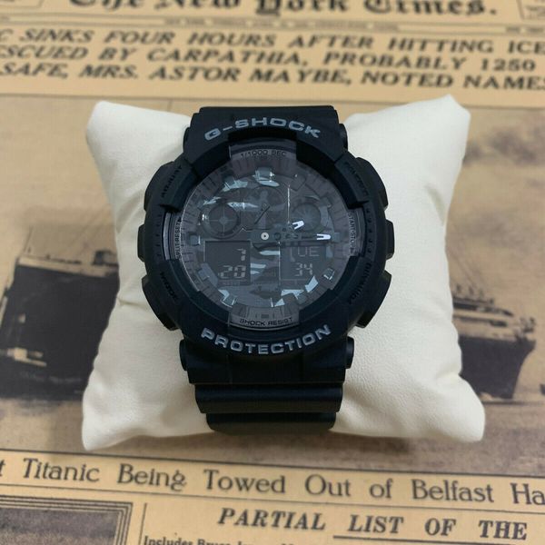 Casio G-Shock GA-100CF-1A Ana-Digi Quartz Watch Black Resin Band LED ...