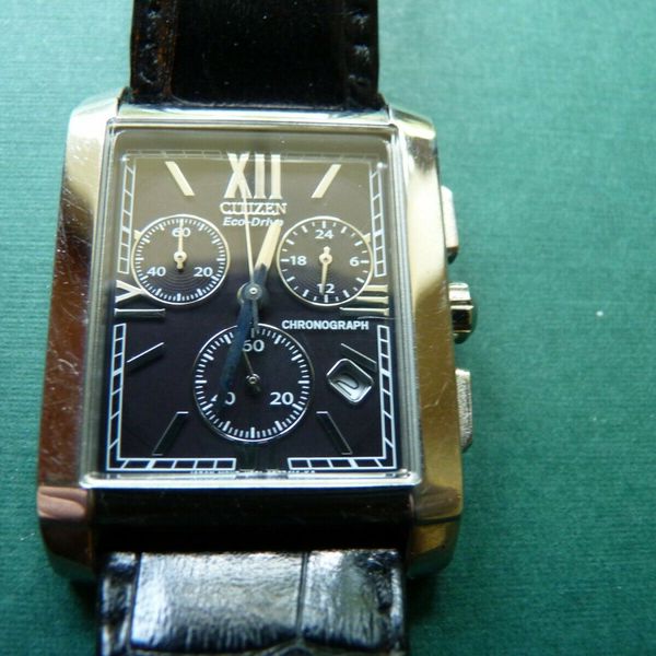 Citizen Eco Drive Watch H501-S049636 Chrono Rectangular Working Vintage ...