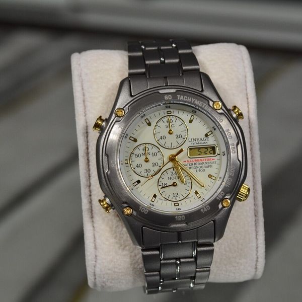 NOS CASIO LIS-001 LINEAGE TITANIUM ANA/DIGI CHRONO VINTAGE WATCH JAPAN ...