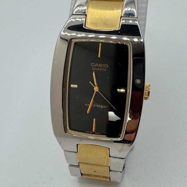 VTG Casio Quartz Watch MTP-1165 Unisex Dual Tone Black Barrel New ...