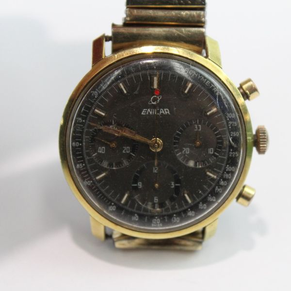 Vintage Enicar Chronograph Gold Tone Watch Hand-Wind SPARES/REPAIR ...