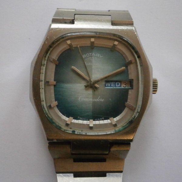 Vintage gents wristwatch ROTARY COMMODORE automatic watch spares or ...