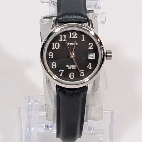 Timex T2N525 Women's Easy Reader Black Leather Strap Watch ...