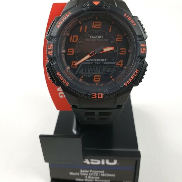 Casio AQS800W-1B2V, Solar Analog/Digital Watch, Black Resin, 100 Meter ...