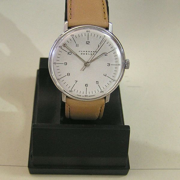HAU, JUNGHANS „DESIGN“, Max Bill, komplett Edelstahl, Handaufzug, Eta ...