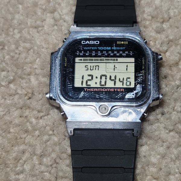 Casio TS-3000 Thermometer Stainless Steel Vintage Digital Watch Module ...