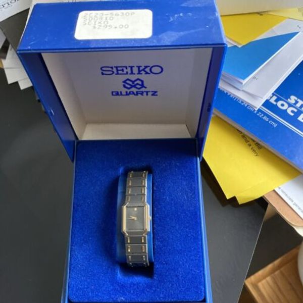 Vintage Seiko Watch Women Dark Gray/Gold Two Tone 2C20-5630 in box NOS ...