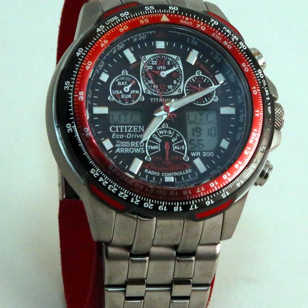 Mens Citizen Skyhawk A-T Red Arrows Titanium Alarm Chronograph Radio ...
