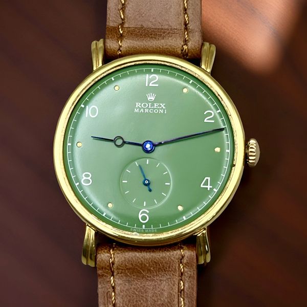 VTG ROLEX MARCONI GREEN DIAL GOLD PLATED CASE Ã 35mm 1930 | WatchCharts ...