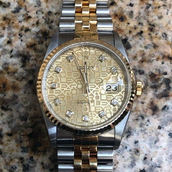 FS: Rolex DateJust Steel / Gold Computer Dial with Diamond Index 16233G ...