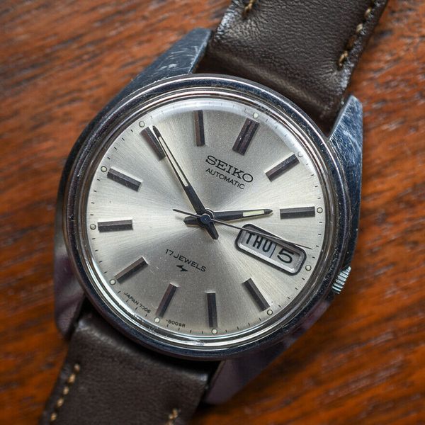 Vintage SEIKO 7006 8007 Automatic 17J Day Date Stainless Steel Watch Leather | WatchCharts ...