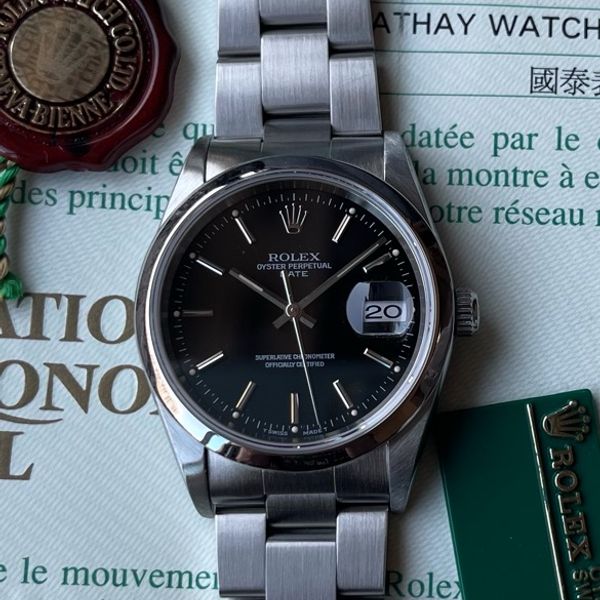 FS: Rolex Oyster Perpetual Date 15200 Black Dial T Series Box & Papers ...