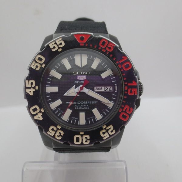SEIKO SPORTS MINI MONSTER 7S36-03D0 DAYDATE PVD AUTOMATIC MENS DIVER ...