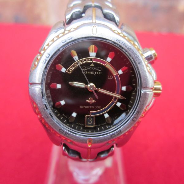 Seiko Kinetic 3M22-0B99 Sports 100 Two Tone 38mm Quartz Mens Watch ...