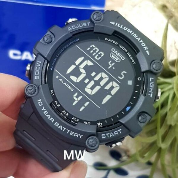Casio AE1500 ae-1500wh-8b 10 years battery men's digital watch ...