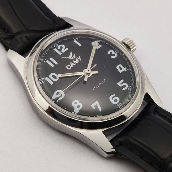 Camy 17 Jewels Black Dial Mechanical Handwinding Movement Men's Wrist ...