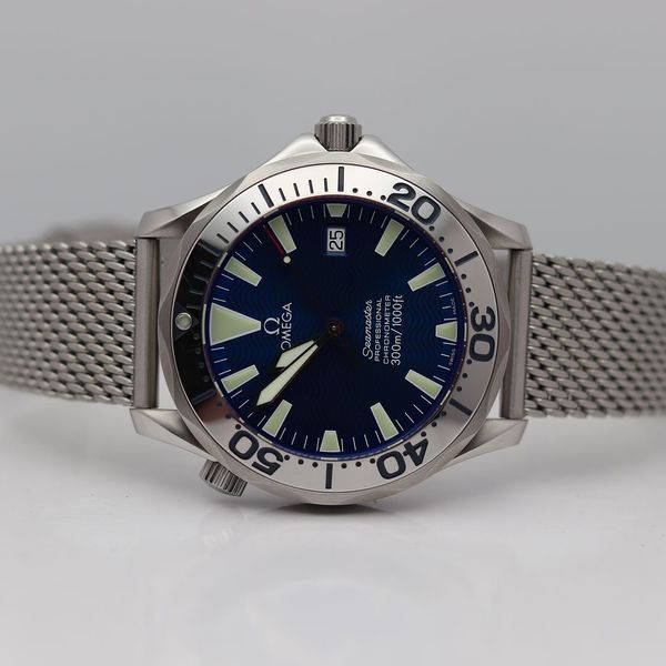 SOLD Omega Seamaster Pro SMP 2255.80 Electric Blue Wave Dial Sword Hands 41mm Full Size ...