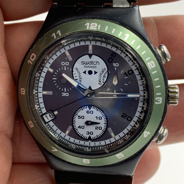 Swatch watch Irony Dual Metal chronograph YCB4007AG aluminum 40mm ...