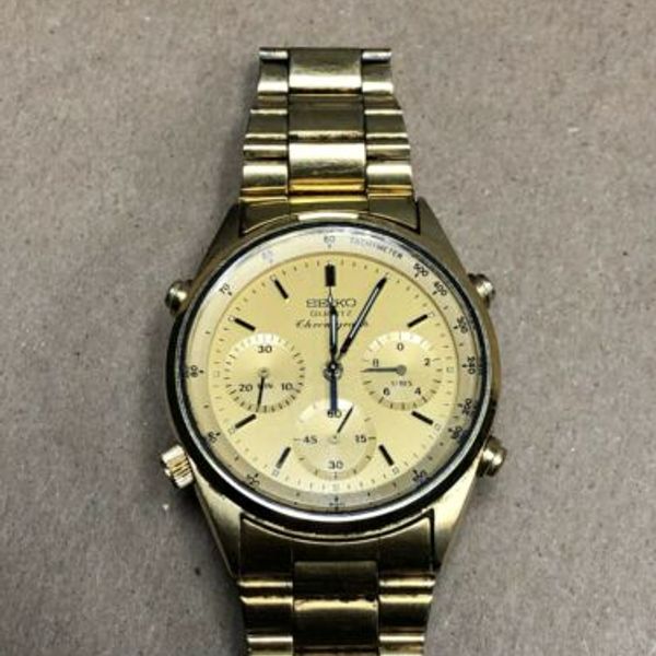 Vintage 1984 Seiko 7A28-7029 Gold Plated Chronograph Men's Quartz Watch - | WatchCharts Marketplace