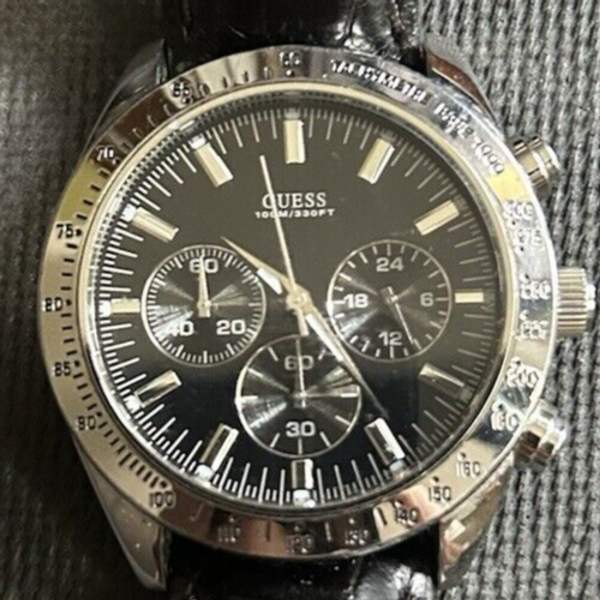 Guess Waterpro Chronograph Men's 42mm Watch Black Dial Stainless Case ...