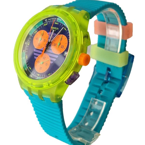 orologio SWATCH NEON WAVE SUSJ404 cronografo con data e lancette ...