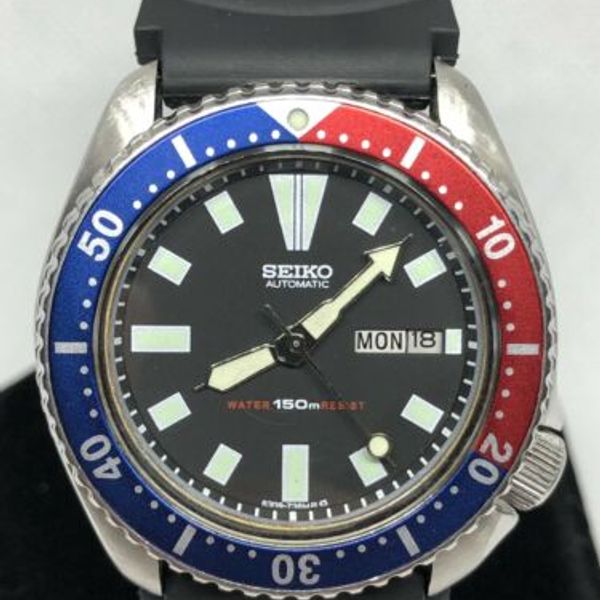VINTAGE SEIKO 150M DIVERS DAY/DATE AUTOMATIC MEN'S WATCH 6309-7290, PEPSI BEZEL | WatchCharts ...