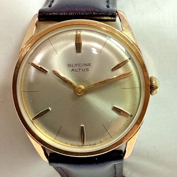 Vintage Glycine Altus 17 Jewel Swiss Gold Watch ST1686 New Band Running ...
