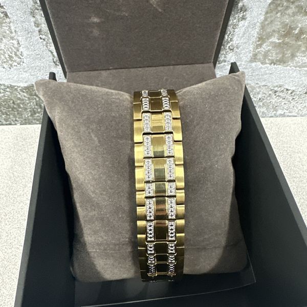 Bulova Men's Quartz Calendar Gemmed Gold Stainless Steel Watch 43 MM ...