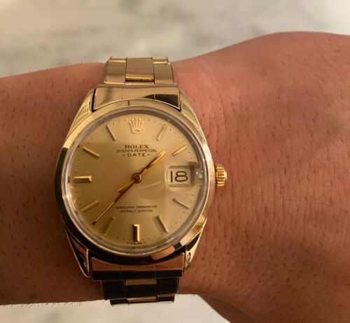 Vintage Rolex Mens Oyster Date 1550 14K Gold All Original With Box ...