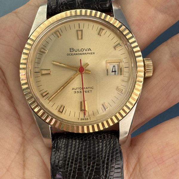 Vintage Bulova Oceanographer 333 Feet 10KGold Automatic & Day Men's ...