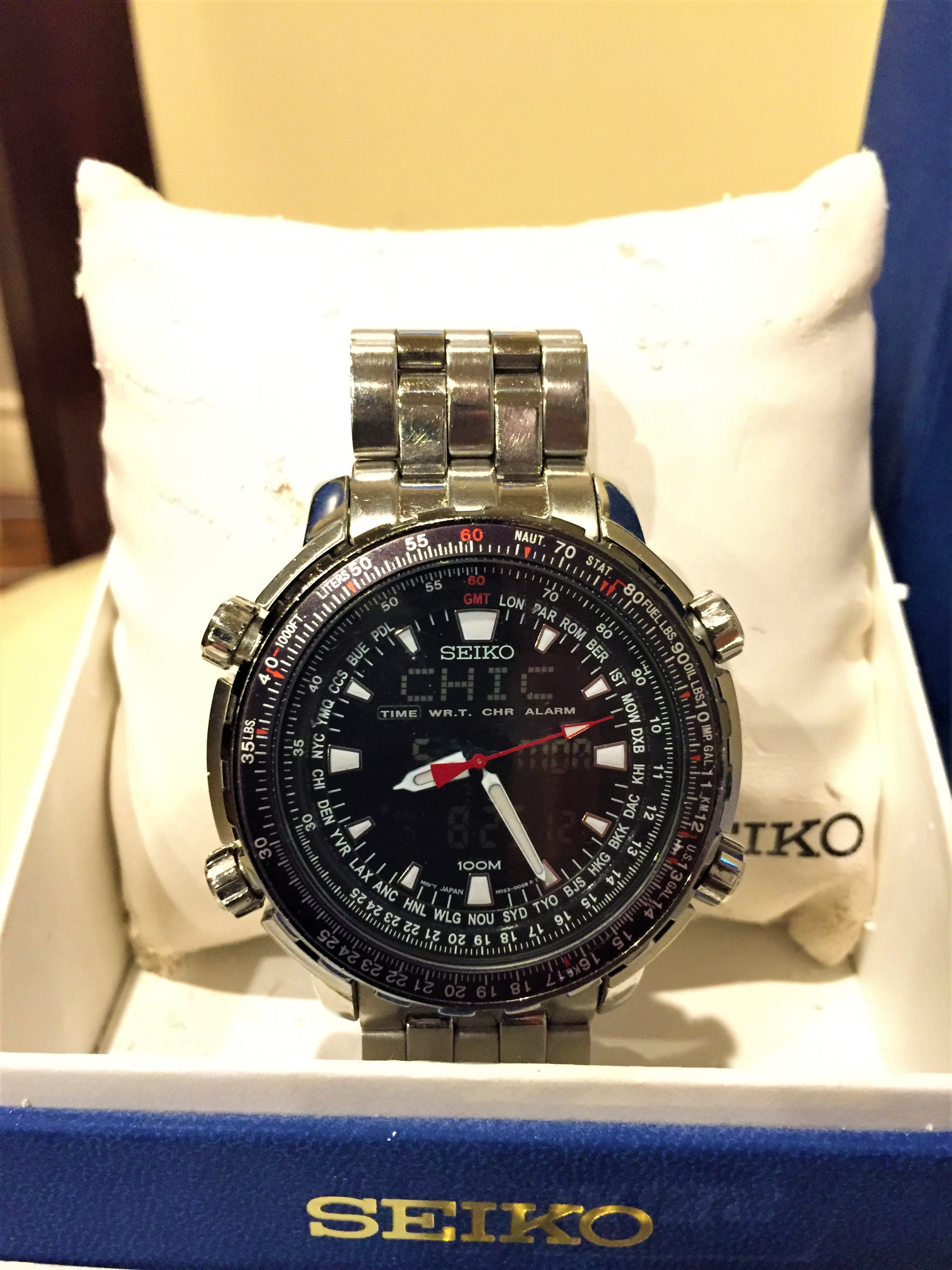 FS: Seiko Men's SNJ017 Analog Digital World Time Flight Chronograph ...