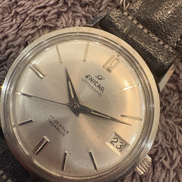 Enicar Ultrasonic Vintage Watch 1950s Steel Date | WatchCharts Marketplace