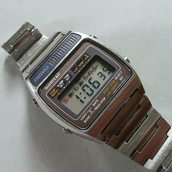 Vintage men's Seiko LC digital chronograph watch A159 - 4039 all steel ...