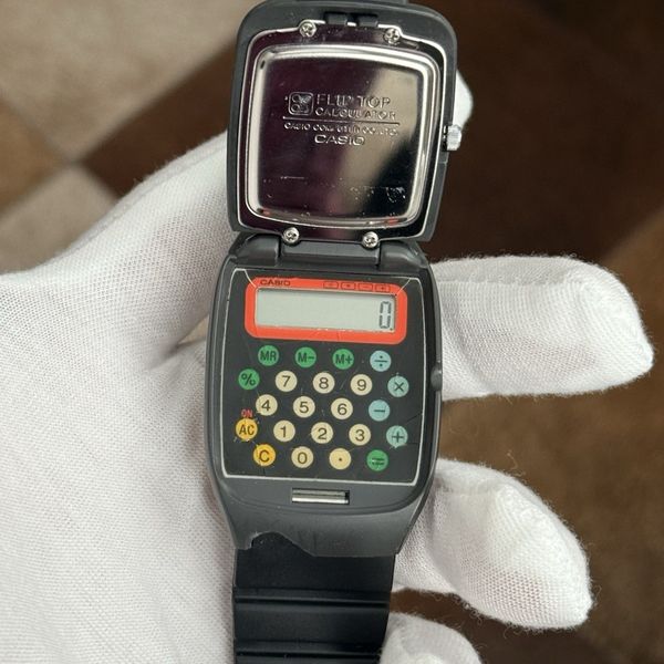 Rare Vintage Casio FTP-100 Flip Top Calculator Ana-Digi Menâ s Watch ...
