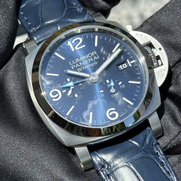 FS BNIB Panerai Luminor BiTempo Automatic 44mm 1950 GMT Blue PAM01361 ...