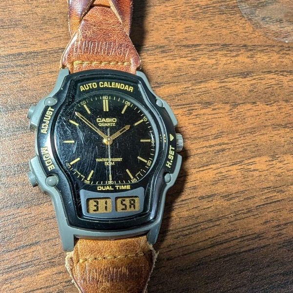 Vintage Casio Auto Calendar Dual Time Wristwatch AW-24 Works ...