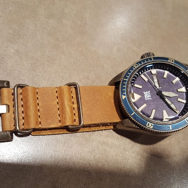 fs - BRONZE homage DIVER - FRYE Campus - BLUE dial 44mm dia w/ 22mm ...