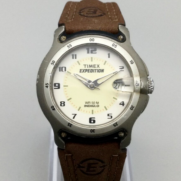 Vintage Timex Expedition Watch Men Indiglo 31mm Gray Silver Tone New ...