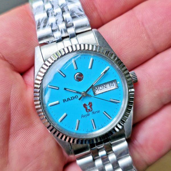 Vintage Original Rado Purple Horse Stunning Tiffany-Blue Dial Automatic ...