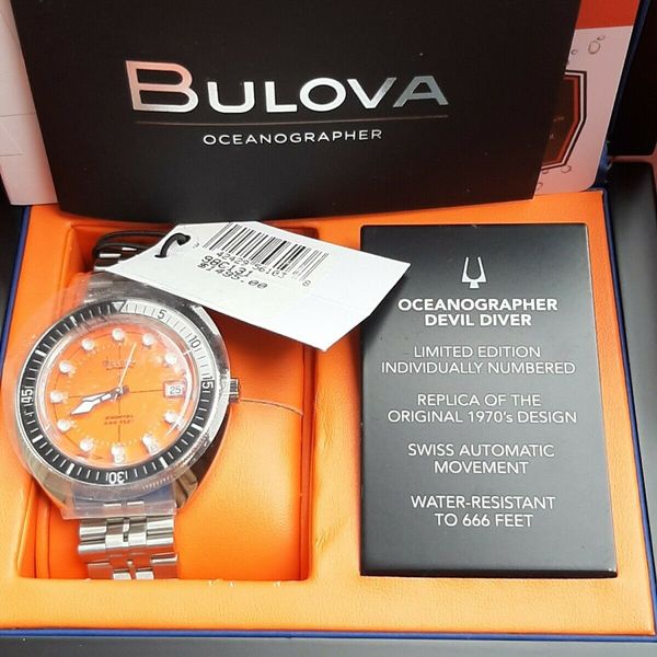 Bulova 98C131 Men's Devil Diver Oceanographer Watch, Archive Edition ...