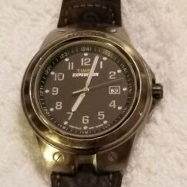 TIMEX EXPEDITION INDIGLO 905 UU leather and nylon band SILVER TONE WATCH DATE | WatchCharts ...