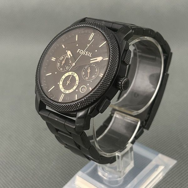 Fossil Mens Watch FS4682 Machine Black S.Steel Date Chronograph New ...