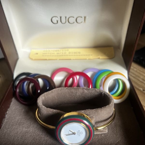 Vintage Gucci Interchangeable bezel Watch 1980s | WatchCharts Marketplace